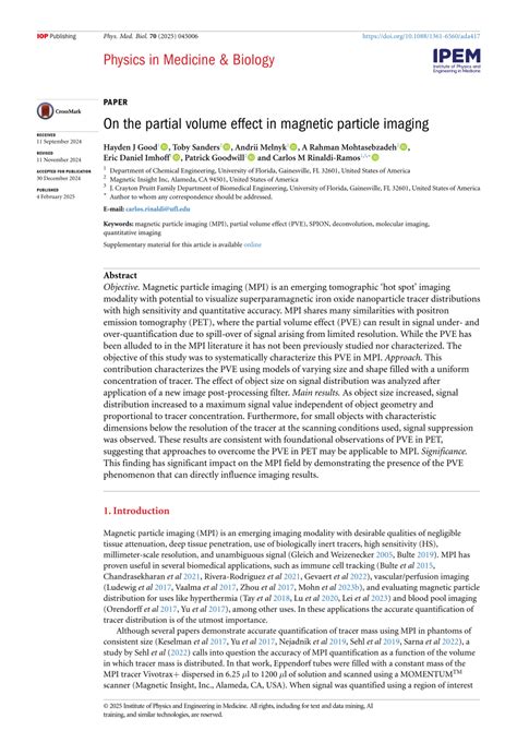 On The Partial Volume Effect In Magnetic Particle Imaging