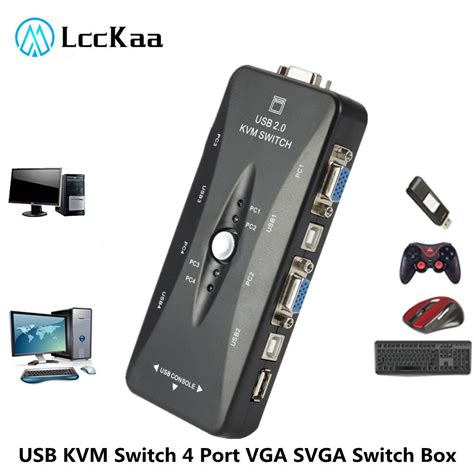 LccKaa USB KVM Switch Port VGA SVGA Switch Box USB KVM Mouse Switcher Keyboard