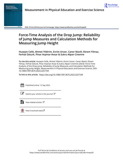 PDF Force Time Analysis Of The Drop Jump Reliability Of Jump Measures And Calculation Methods