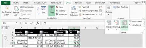 Applying Styles To Subtotal Rows In Microsoft Excel 2010