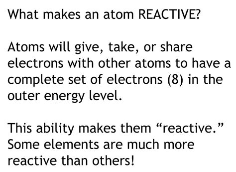 periodic table reactivity 8th grade physical science