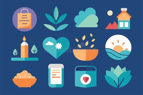 A Series Of Health And Wellness Symbols Displayed Against A Blue