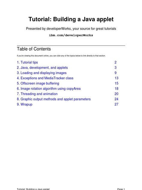 Java Applet Creation Tutorial Pdf