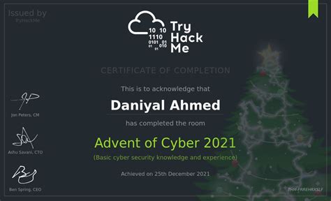 Daniyal Ahmed On Linkedin Tryhackme Cybersecurity Ethicalhacking