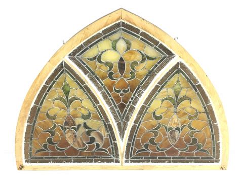 Lot Victorian Style Stained Glass Arch Window Panel