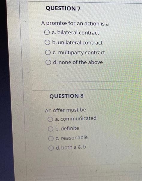 Solved A Void Contract Is Unenforceable True False Question