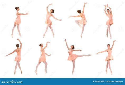 Set Of Different Ballet Poses Black And White Traces Stock Image