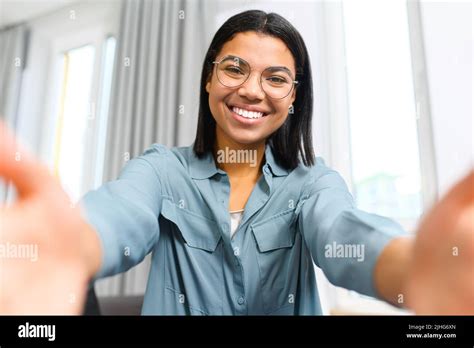 Waist Up Portrait View Of The Brunette Girl Wearing Glasses Making