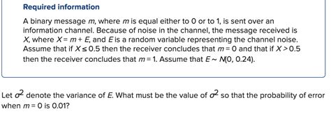 solved required information a binary message m where m is
