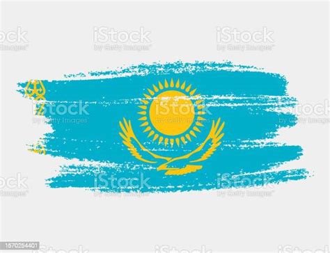 카자흐스탄의 예술적 그런지 브러시 깃발은 흰색 배경에 고립되어 있다 국기의 우아한 질감 0명에 대한 스톡 벡터 아트 및 기타 이미지 0명 개념 개념과 주제 Istock