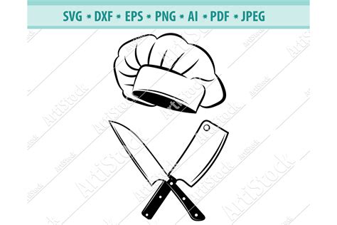 Chef Hat And Knife Svg Chef Logo Svg Kitchen Dxf Png Eps 460134