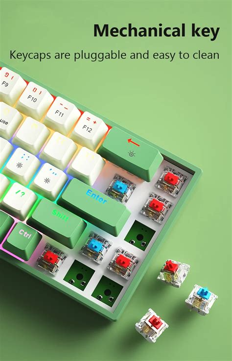 Проводная Механическая клавиатура эргономичная игровая клавиатура с 68 клавишами Rgb Hotswap