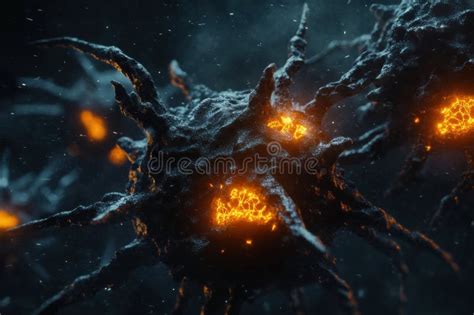 Detailed 3d Visualization Of A Virus Structure Highlighting Capsid Spikes And Glowing Molecular