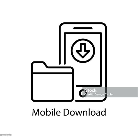 모바일 다운로드 벡터 개요 아이콘 디자인 일러스트레이션 흰색 배경 Eps 10 파일에 웹 및 모바일 응용 프로그램 기호 0명에 대한 스톡 벡터 아트 및 기타 이미지 Istock