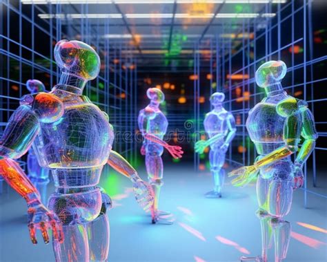 Futuristic Ai Robots At Factory Illustration Stock Illustration