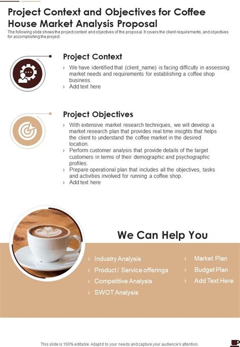 Project Context And Objectives For Coffee House Market Analysis Proposal On