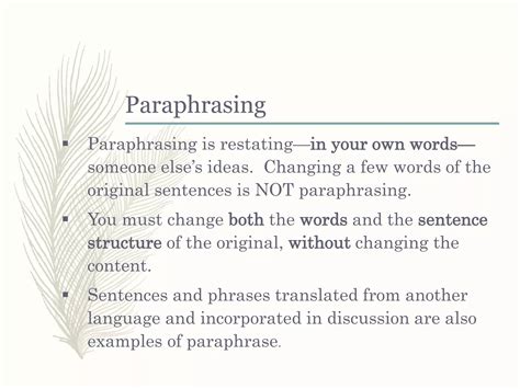 Paraphrasing And Summarizing PPTX