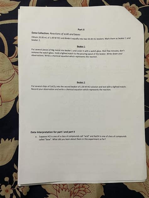 Solved Experiment Acid And Base Classifications Acids And Chegg