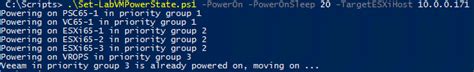 powercli script to power on or off vsphere lab matt allford
