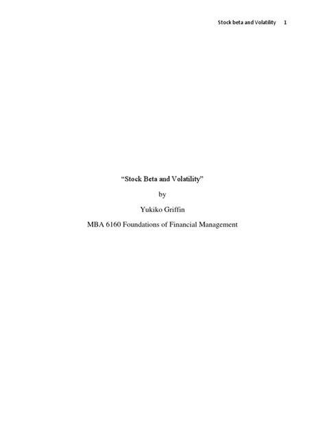 Stock Beta And Volatility Pdf Beta Finance Capital Asset Pricing Model