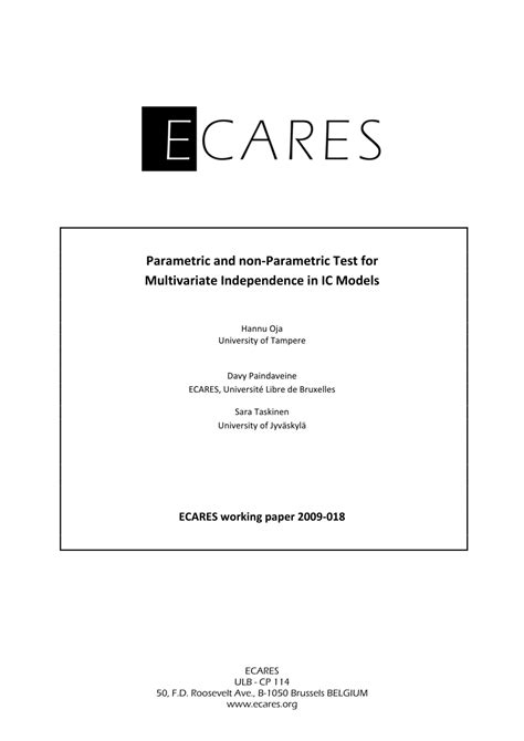Pdf Parametric And Nonparametric Test For Multivariate Independence In Ic Models
