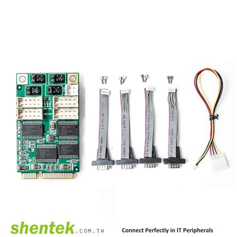 Shentek Serial Port Rs232 4 Com Mini Pcie Card 5v 12v Selectable