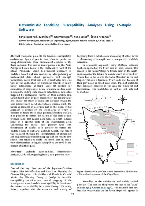 Pdf Deterministic Landslide Susceptibility Analyses Using Ls Rapid Software