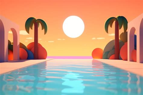 Premium Ai Image 3d Render Of A Retro Classic Summer Background