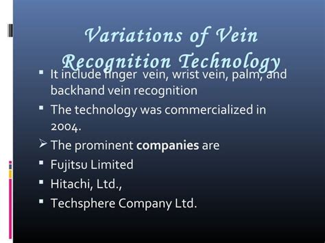 Vein Recognition Method Ppt
