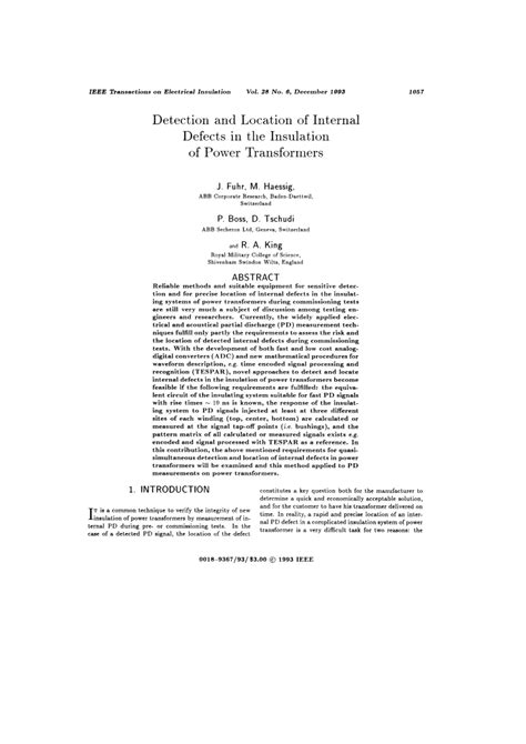 pdf detection and location of internal defects in the insulation of