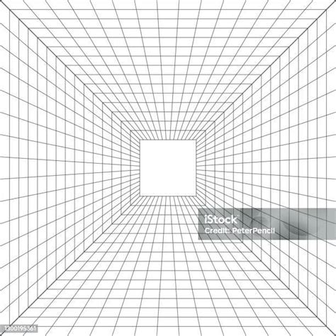 원근 3d 그리드 룸 화면 그래프 용지 시트 텍스처 템플릿입니다 벡터 일러스트레이션 바둑판에 대한 스톡 벡터 아트 및 기타
