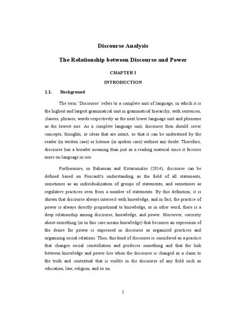 Discourse Analysis The Relationship Between Discourse And Power Pdf