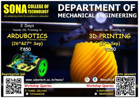 Workshop On Ardubotics And 3d Printing Sona College Of Technology News And Events