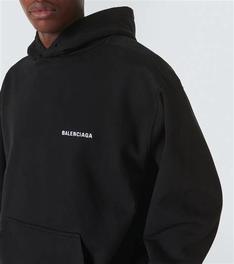 Logo Cotton Fleece Hoodie In Black Balenciaga Mytheresa