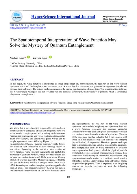 Pdf The Spatiotemporal Interpretation Of Wave ‎function May ‎solve