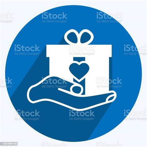 선물을 들고 아이콘 손 동작 기호에 적합합니다 긴 그림자 스타일 편집 가능한 간단한 디자인 디자인 템플릿 벡터 간단한 기호 그림 감사에 대한 스톡 벡터 아트 및 기타 이미지