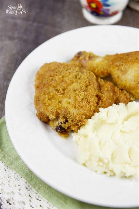 Crispy Oven Fried Chicken And Mashed Potatoes ⋆ Sprinkle Some Fun