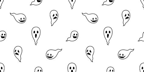 유령 원활한 패턴 할로윈 벡터 유령 스카프 고립 반복 벽지 타일 배경 악마 악마 만화 낙서 일러스트 래피티 선물 포장 종이 흰색 디자인 10월에 대한 스톡 벡터 아트 및