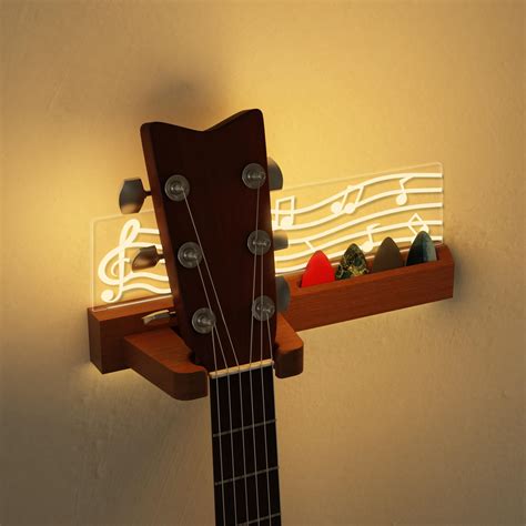 Nzndb Light Up Guitar Pick Holder Wooden Guitar Pick