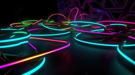 다른 많은 네온 불빛으로 둘러싸인 네온 불빛 네온 Lights3와 3d 추상적 인 배경 고화질 사진 사진 네온 추상 배경