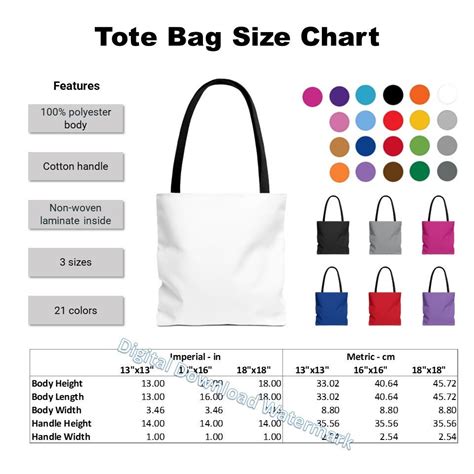Tote Bag Size Chart Tote Bag Size Charts Fashion Accessories 4 Designs