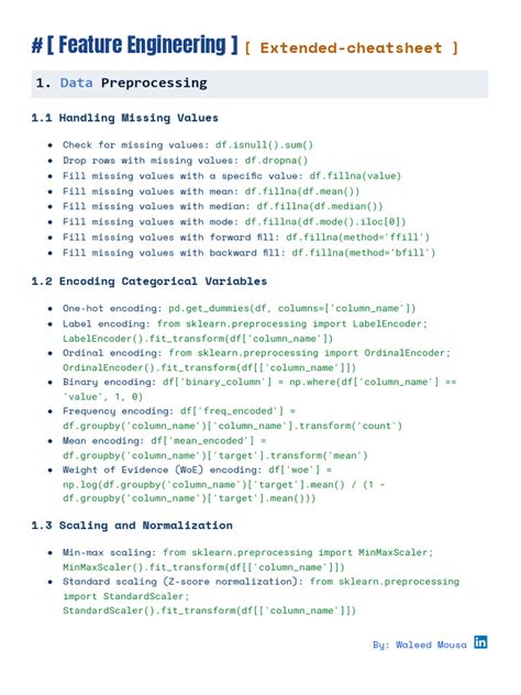 Feature Engineering Extended Cheatsheet Pdf