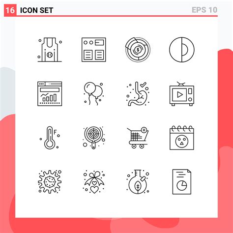 16 Thematic Vector Outlines And Editable Symbols Of Chart Nature Balance Geology Graph Editable