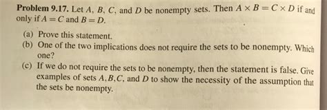 Solved Problem Let A B C And D Be Nonempty Sets Chegg