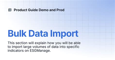 Bulk Data Import Product Guide Demo And Prod