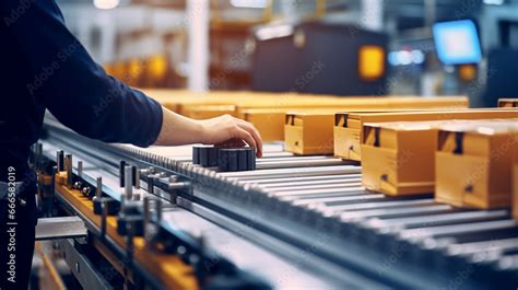 Hands Of A Skilled Factory Worker Swiftly Placing Items Into Boxes On A