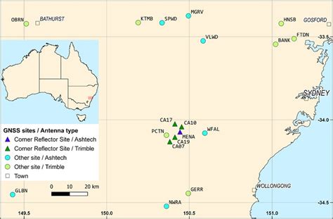 Location Of Continuously Operating GNSS Sites In The Sydney Area Download Scientific Diagram