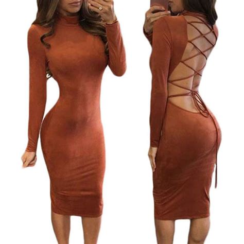 Women Sexy Backless Lace Up Bodycon Dress Lace Up Bodycon Dress