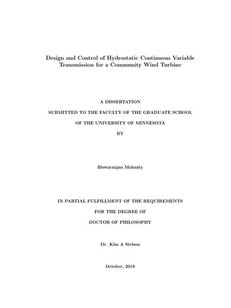 Design And Control Of Hydrostatic Continuous Variable Transmission For A Community Wind Turbine