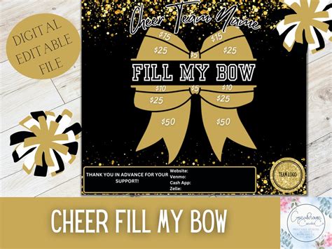 Black And Gold Cheer Fundraiser Fill My Bow Fundraiser Cheer